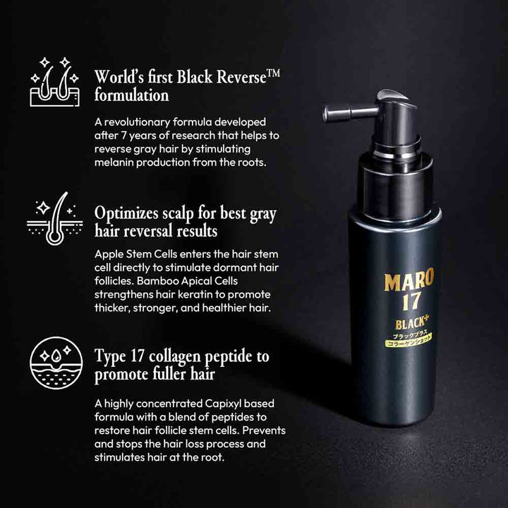 MARO17 Black+ Anti-Aging Shampoo & Collagen Shot Set | MARO